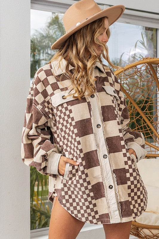 Mixed Checkered Corduroy Shacket – The Gruene G.O.A.T